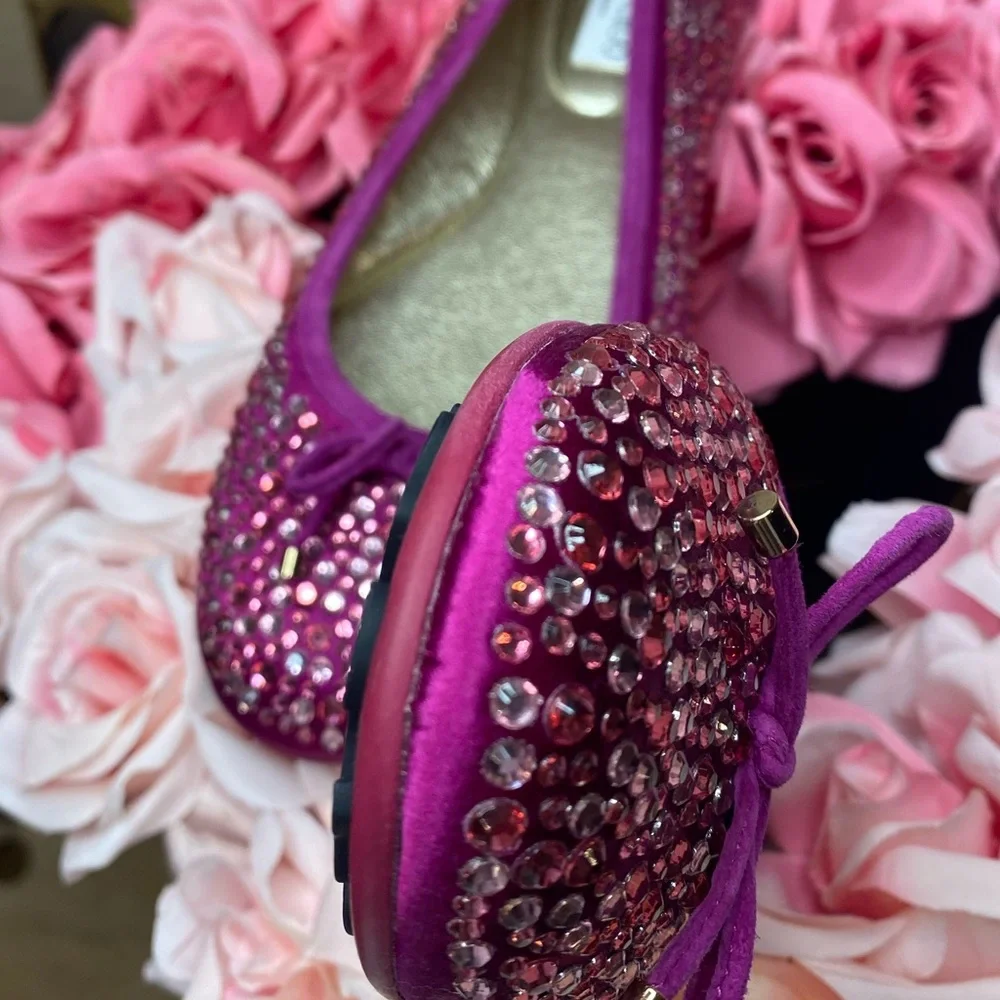 Jimmy Choo | Shoes | Jimmy Choo Pink Crystal Embellished Ballet Flats ...